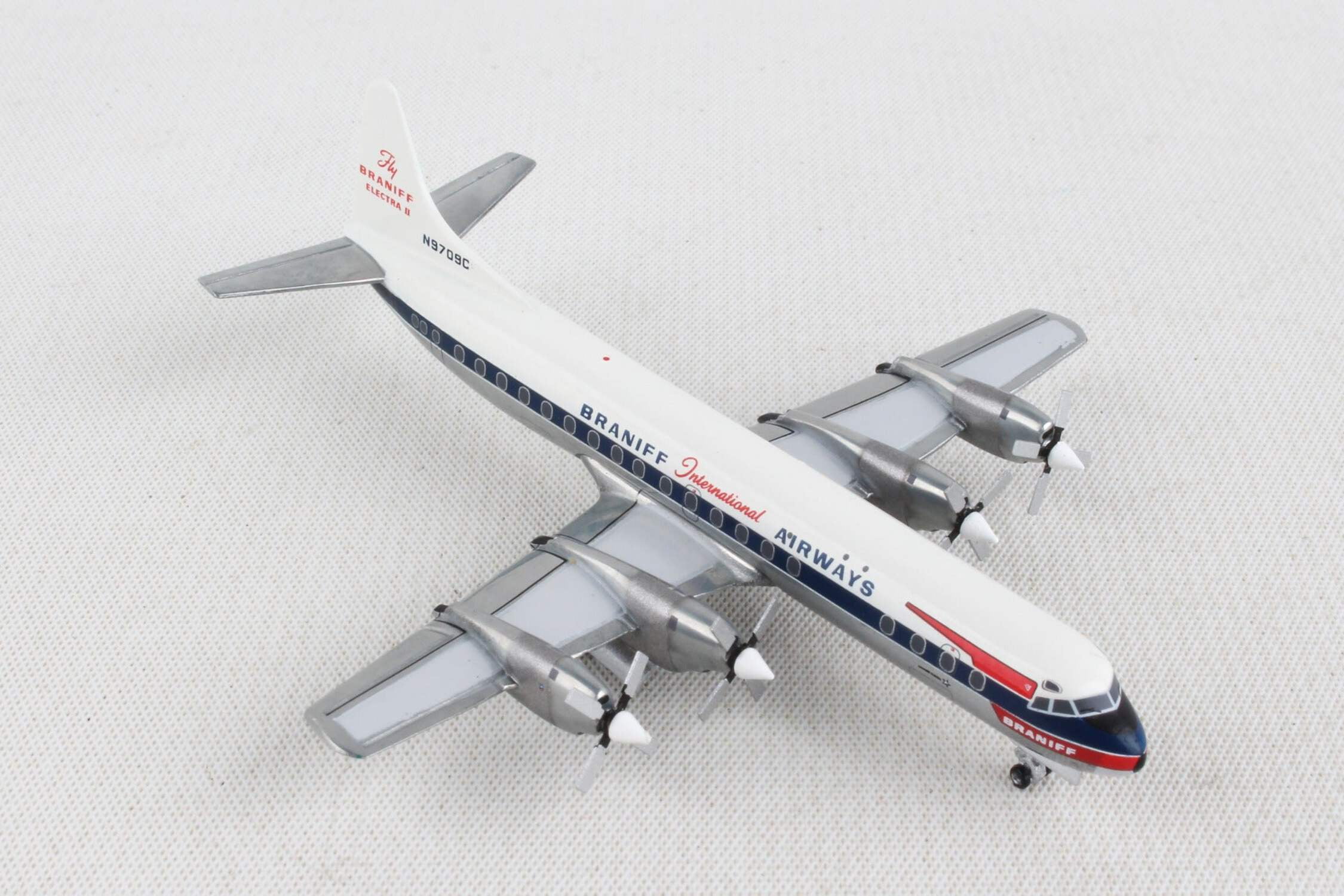 Lockheed L-188 Electra Commercial Aircraft White with Blue Stripes 1/ ...