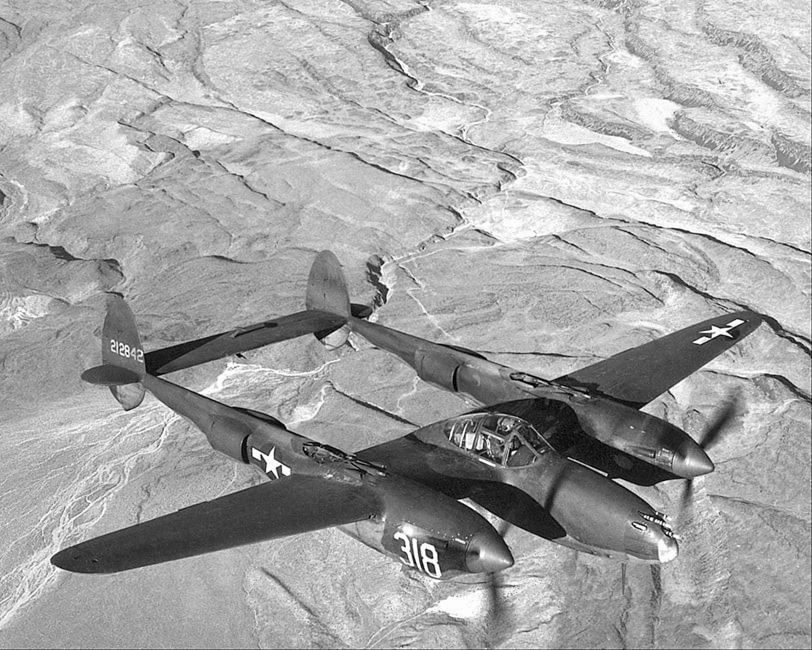 Lockheed P-38 Lightning Aircraft WWII - 24x36 Inch Glossy Laminated ...
