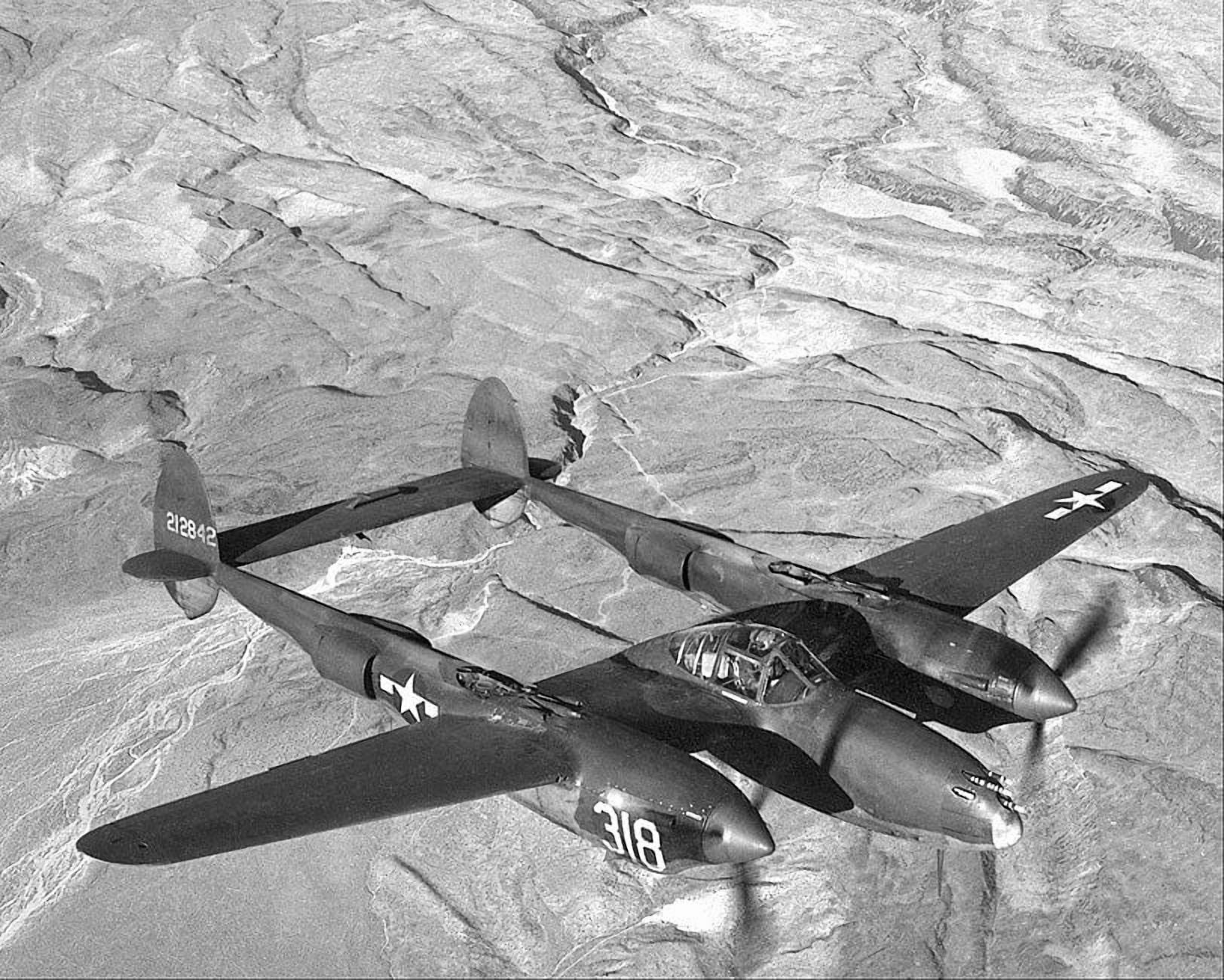 Lockheed P-38 Lightning Aircraft WWII Style -1 - 24x36 Inch Laminated ...