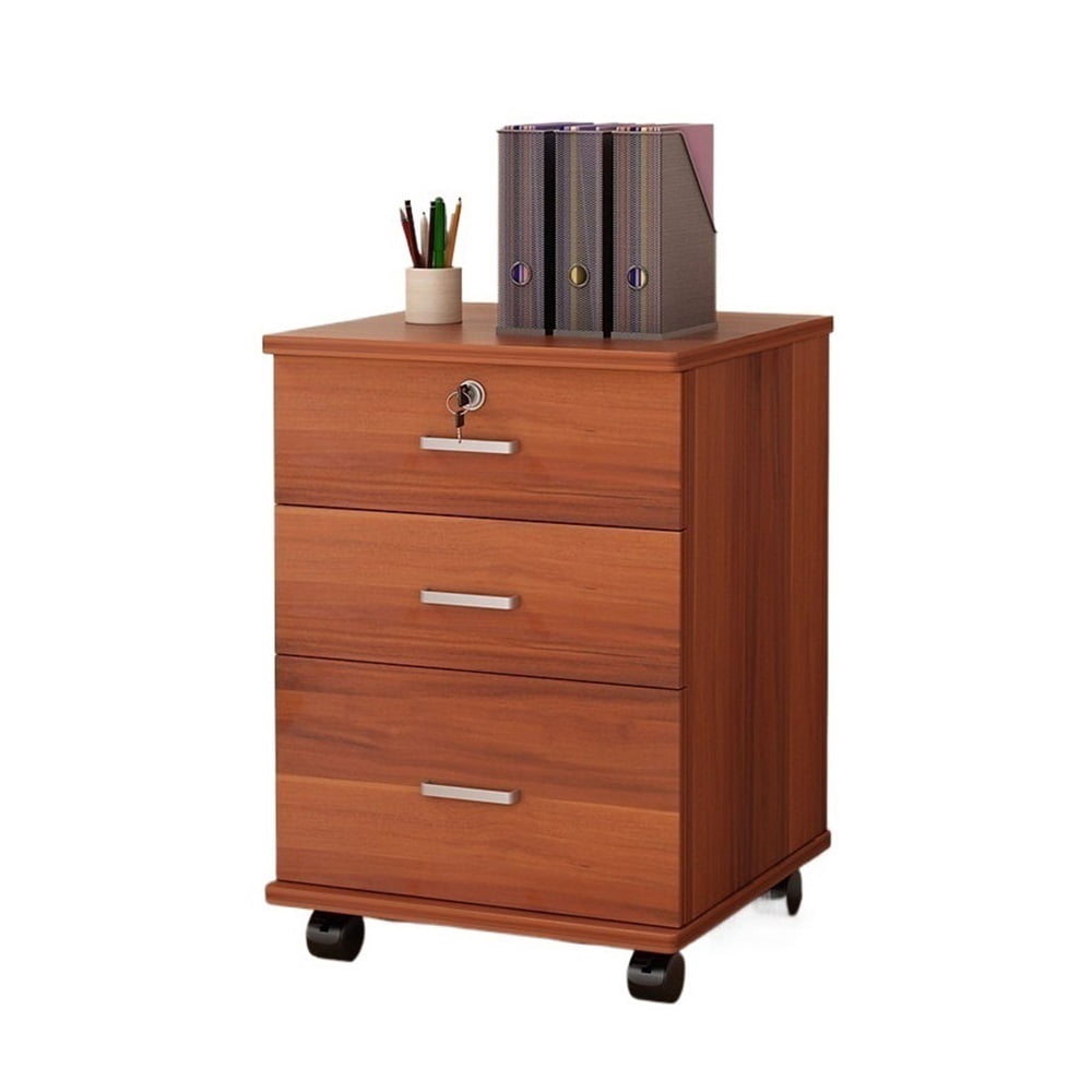 Locking 3-Drawer Mobile File Cabinet with Wheels for Home Office ...