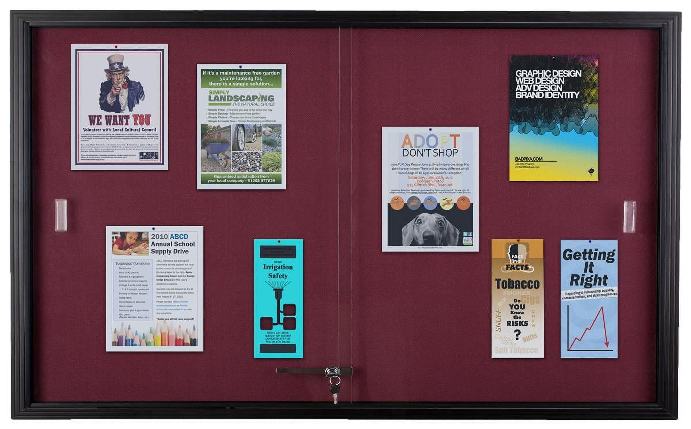 Displays2go Fabric Bulletin Board with Locking Glass Doors - Walmart.com