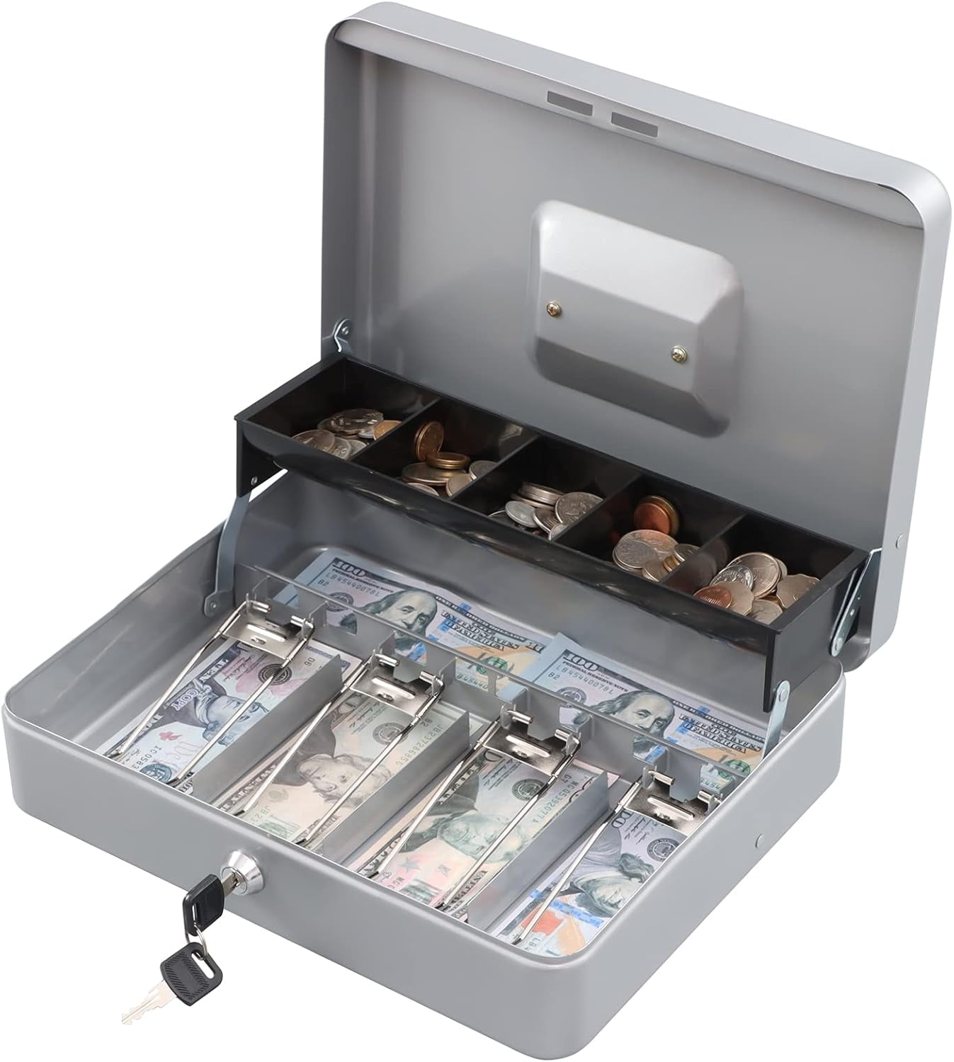 Locking Cash Box with Lock,Money Box with Cash Tray,Lock Safe Box with ...