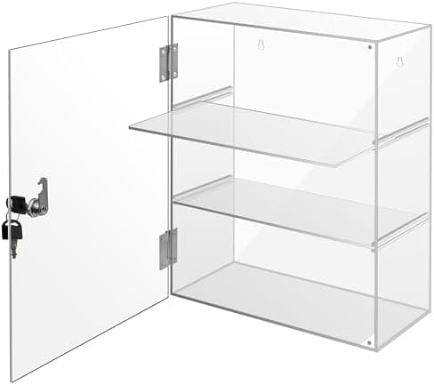 Locking Display Case,Removable 3-Tier Acrylic Display Case with Lock ...