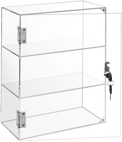 Locking Display Case, Showcase Display Cabinet, 3-Tier Acrylic Display ...