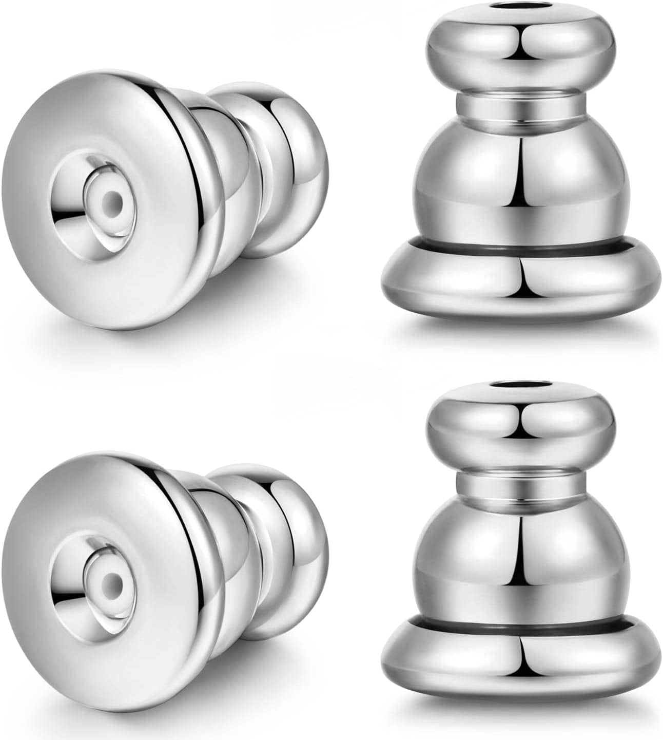 Locking Earring Backs for Studs, Hypoallergenic Silver Bullet Earring ...