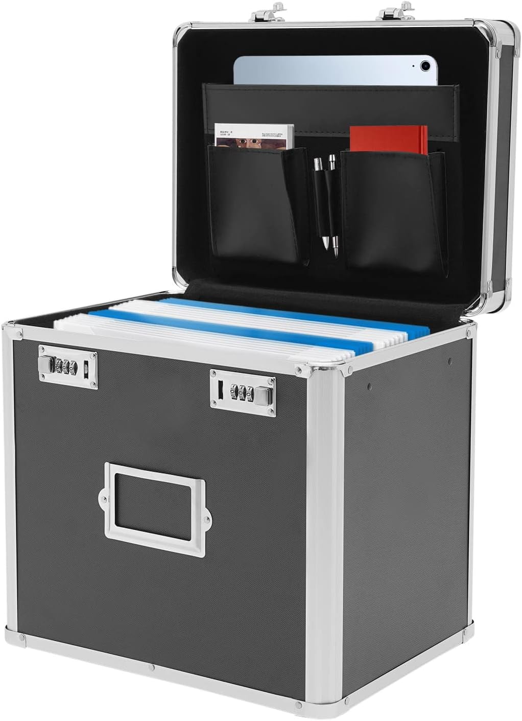 Locking File Organizer Box, Portable Locking Storage Box File Storage ...