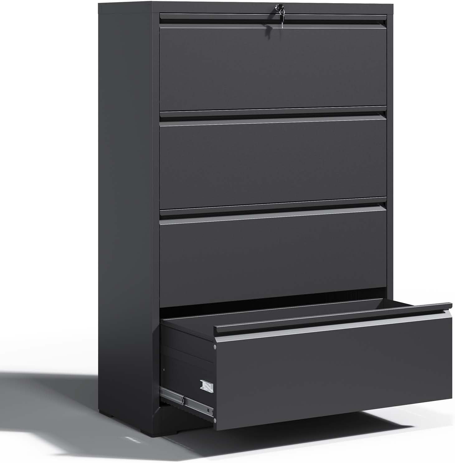 Locking Filing Cabinet with 4 Drawer Heavy Duty Large Metal File ...