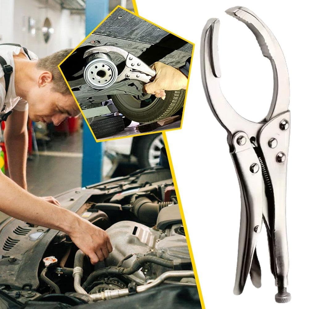 Locking Grip Oil Filter Wrench Pliers, 10 inch Alloy Steel Remover Wrench Tool, Fits Most Car ...