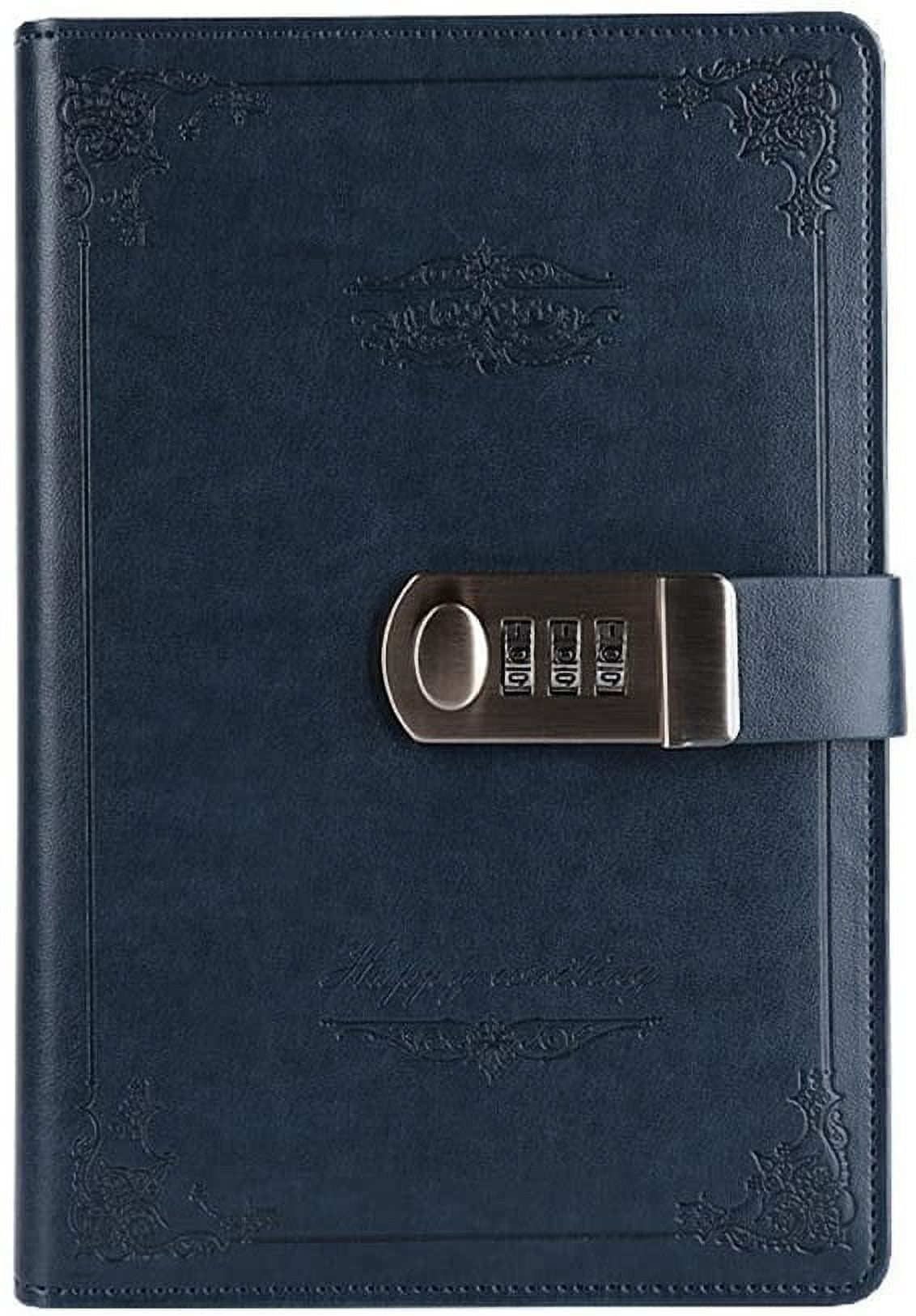 Retro PU Leather Password Diary Notepad with Combination Lock, Vintage ...