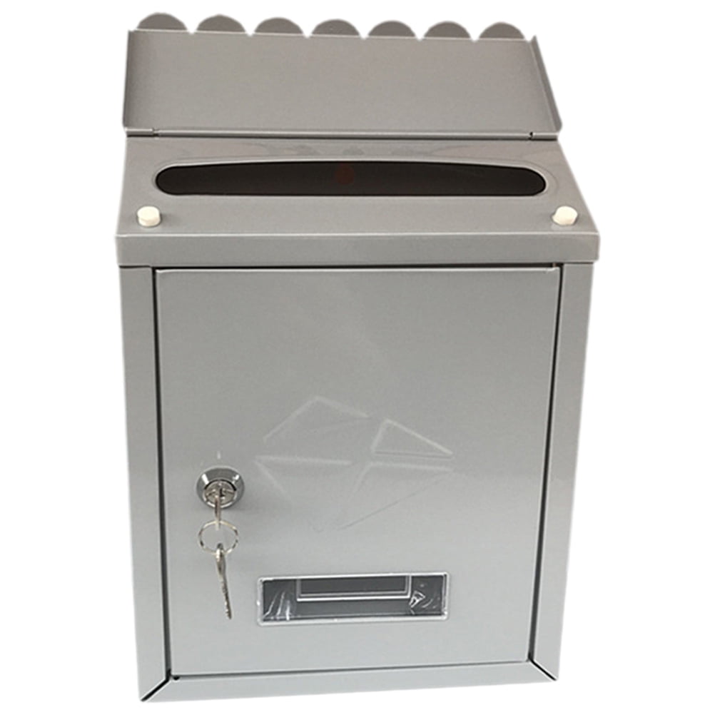Vintage Silver Tinplate Locking Mailbox for Wall Mounting or Placement ...