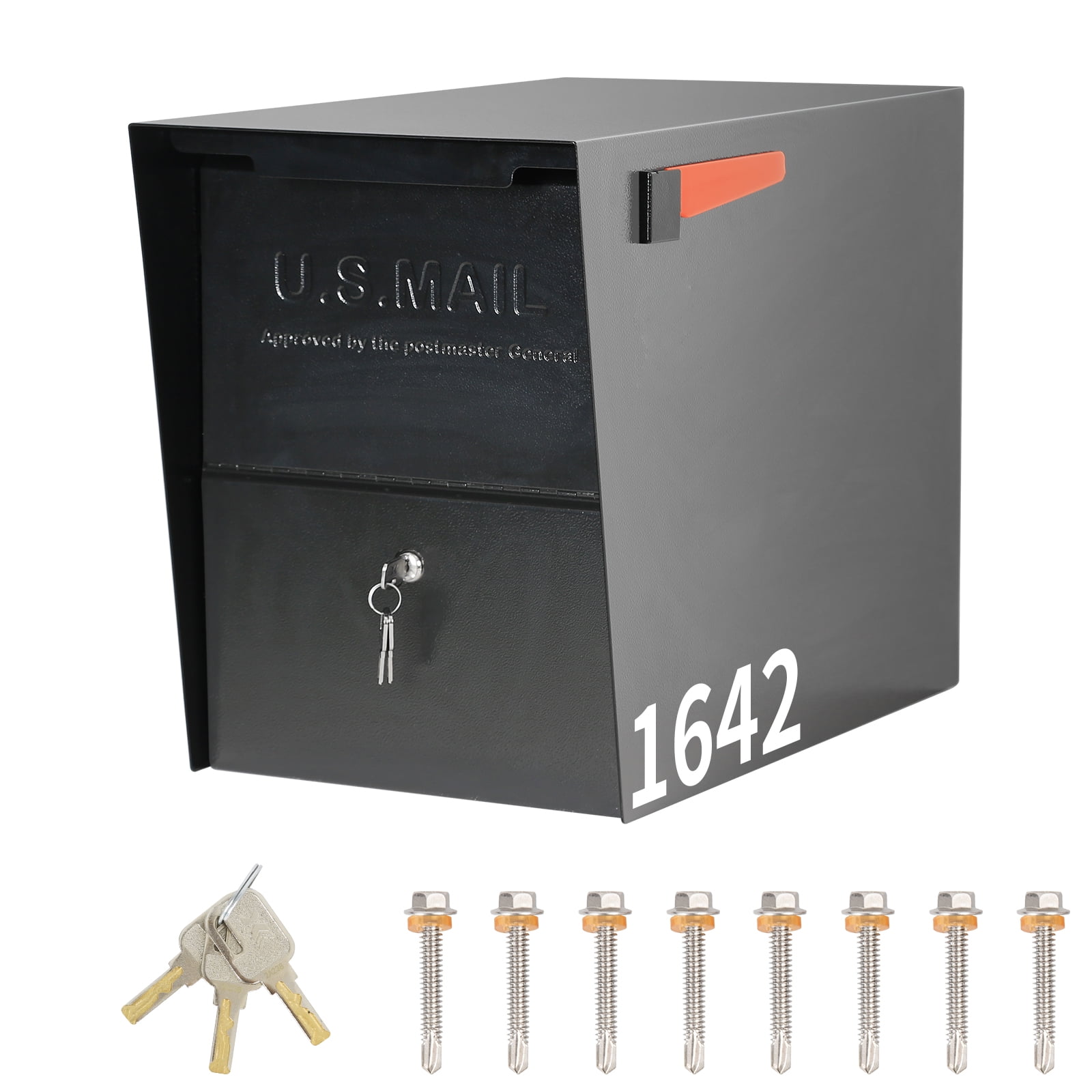 Locking Mailbox, 21.5" D x 11.7" W x 16" H, Post Mount Lockable Mailbox ...