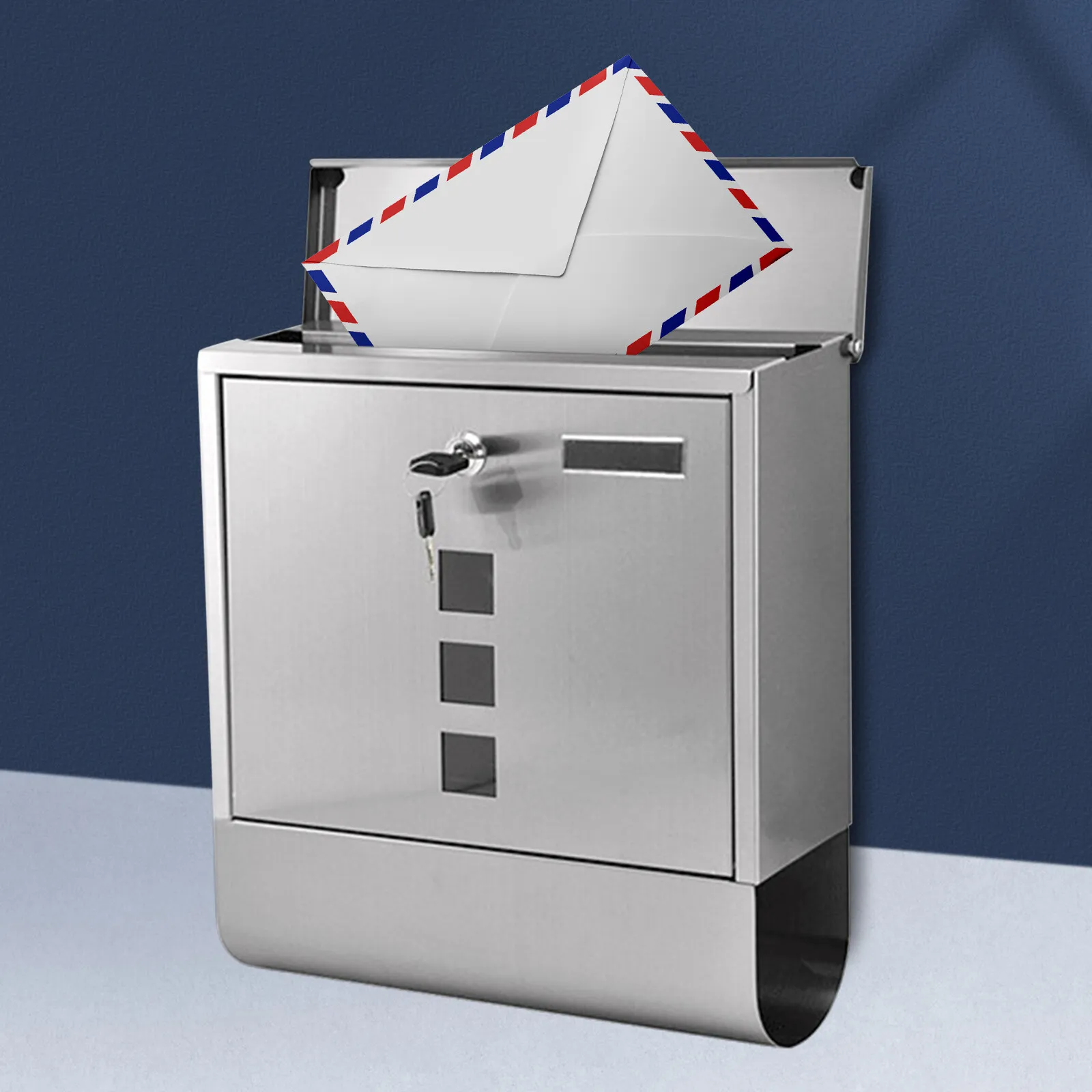 Locking Mailbox Mail Box Wall Mount Newspaper Letterbox Home Stainless ...