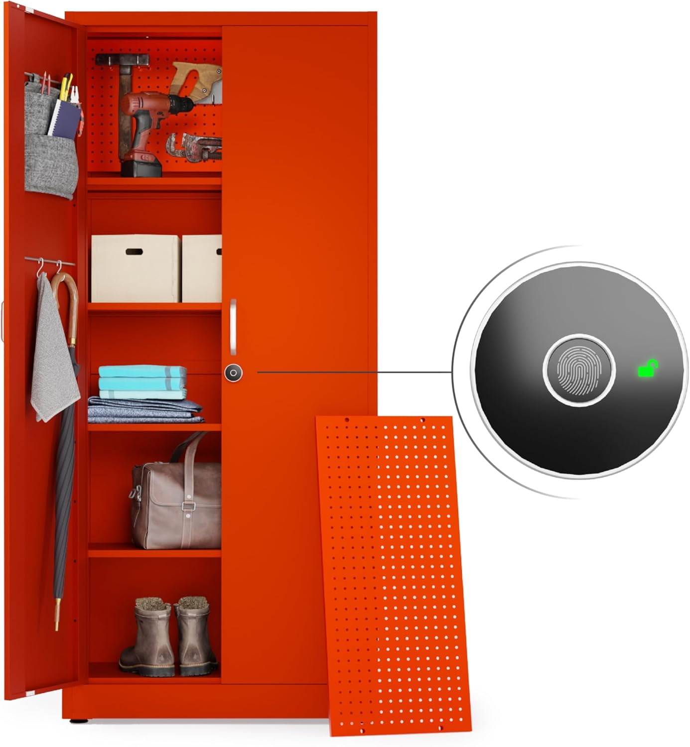 Locking Metal Garage Storage Cabinet with Doors and Shelves | 71 ...