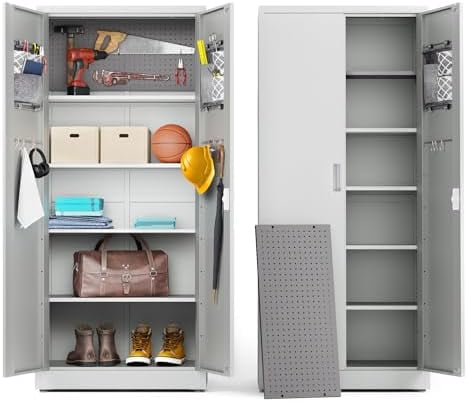 Locking Metal Storage Cabinet | Garage Storage Locker with Doors | 71 ...