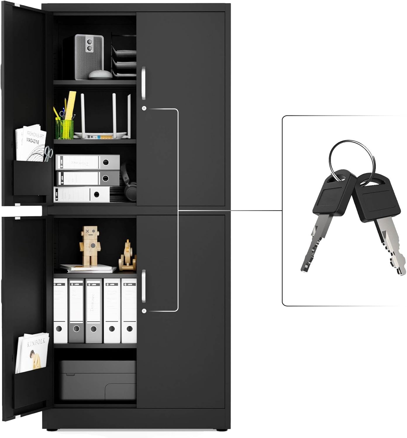 Locking Metal Storage Cabinet | Garage Storage Locker with Doors | 71 ...