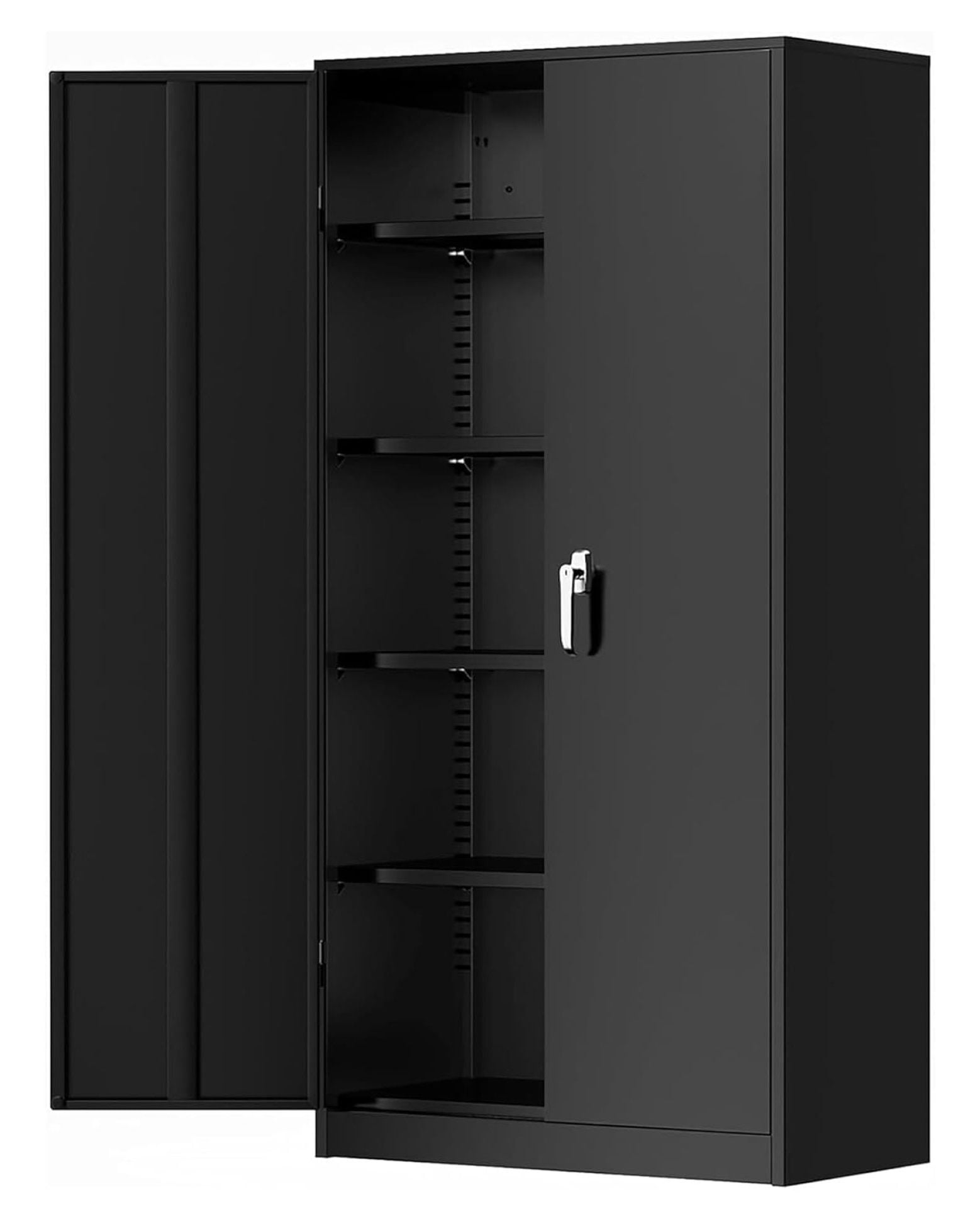 Locking Metal Storage Cabinet with 2 Doors and 4 Adjustable Shelves ...