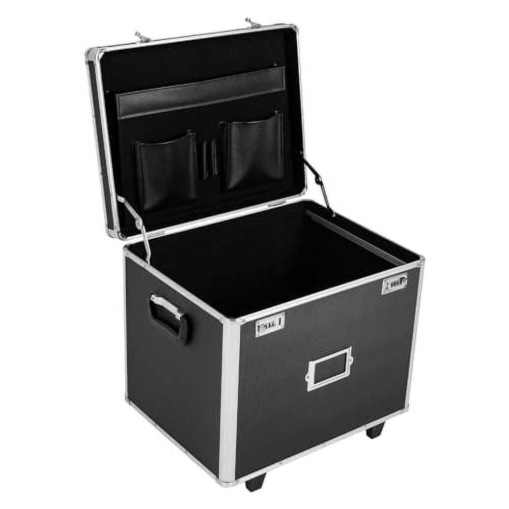 Locking Mobile Business Case, Aluminum Alloy File Lock Box with Wheels ...
