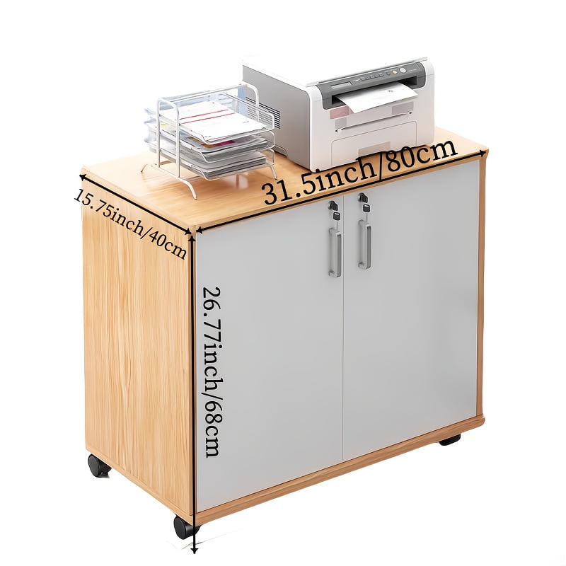 Locking Mobile File Cabinet - 2 Secure Drawers + Double Doors, 3.2 Cu ...