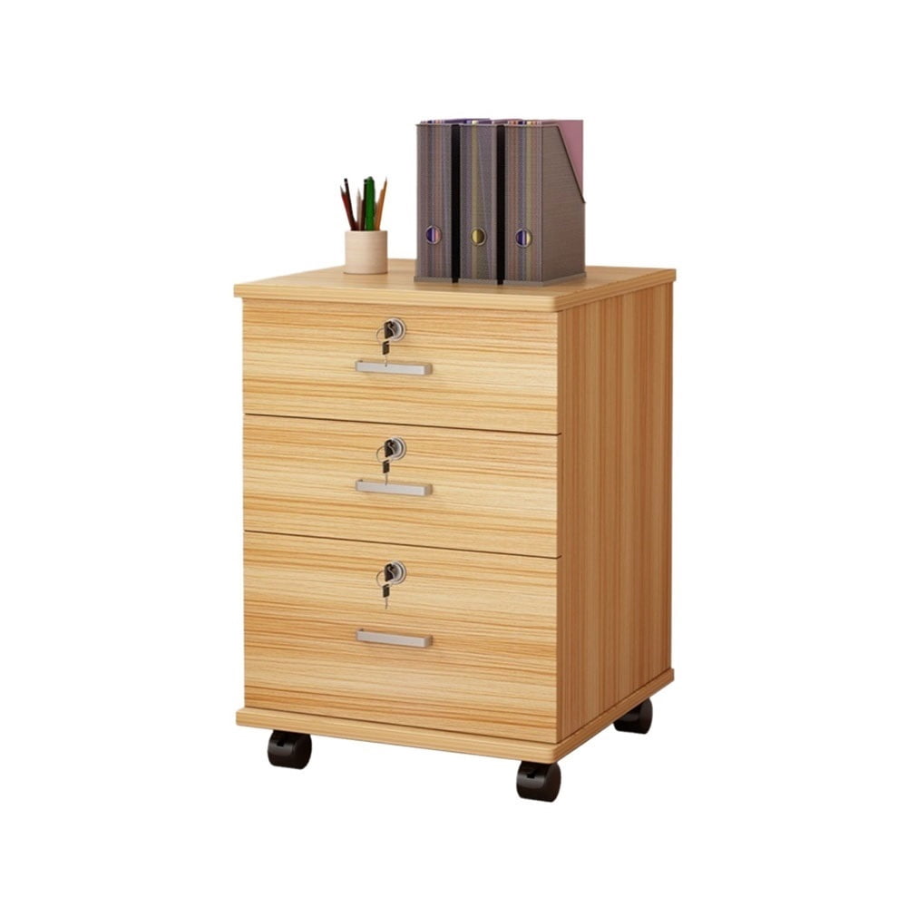 Locking Mobile File Cabinet with 3 Drawers and Wheels for Office Use ...