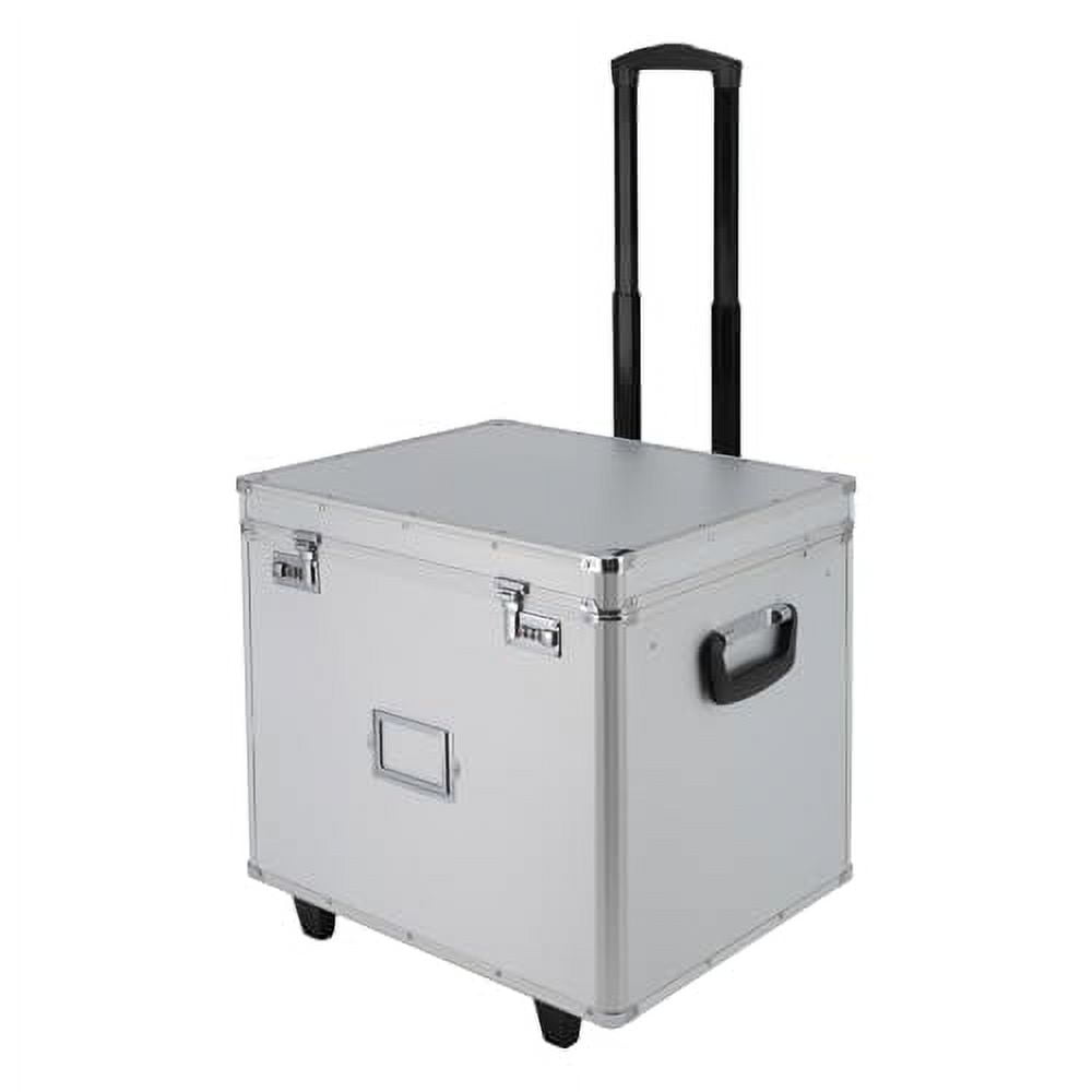 Locking Mobile Storage File Box with Wheels, Portable Business Rolling ...
