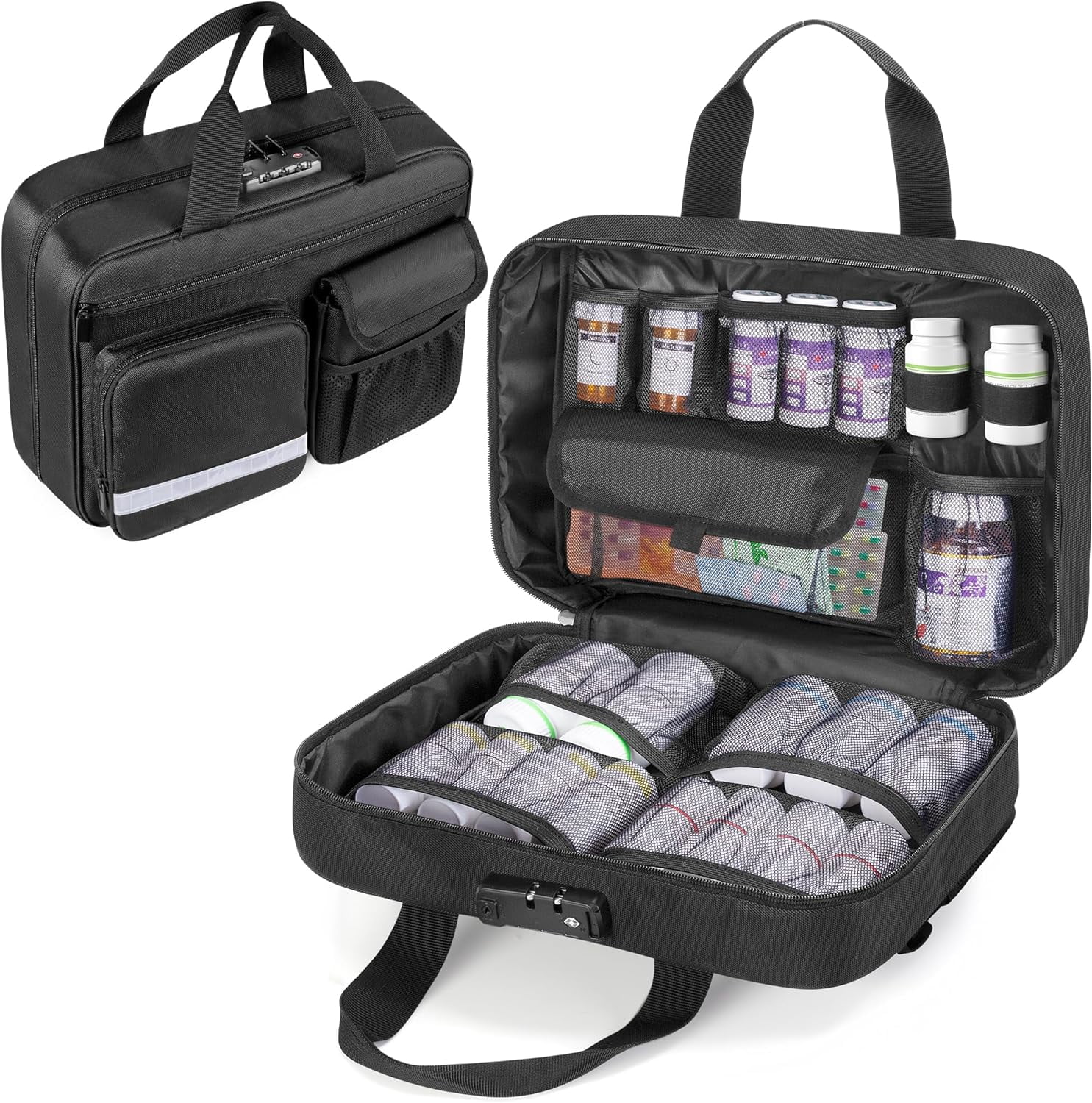 Locking Pill Bottle Organizer, Medicine Storage Bag Medication ...