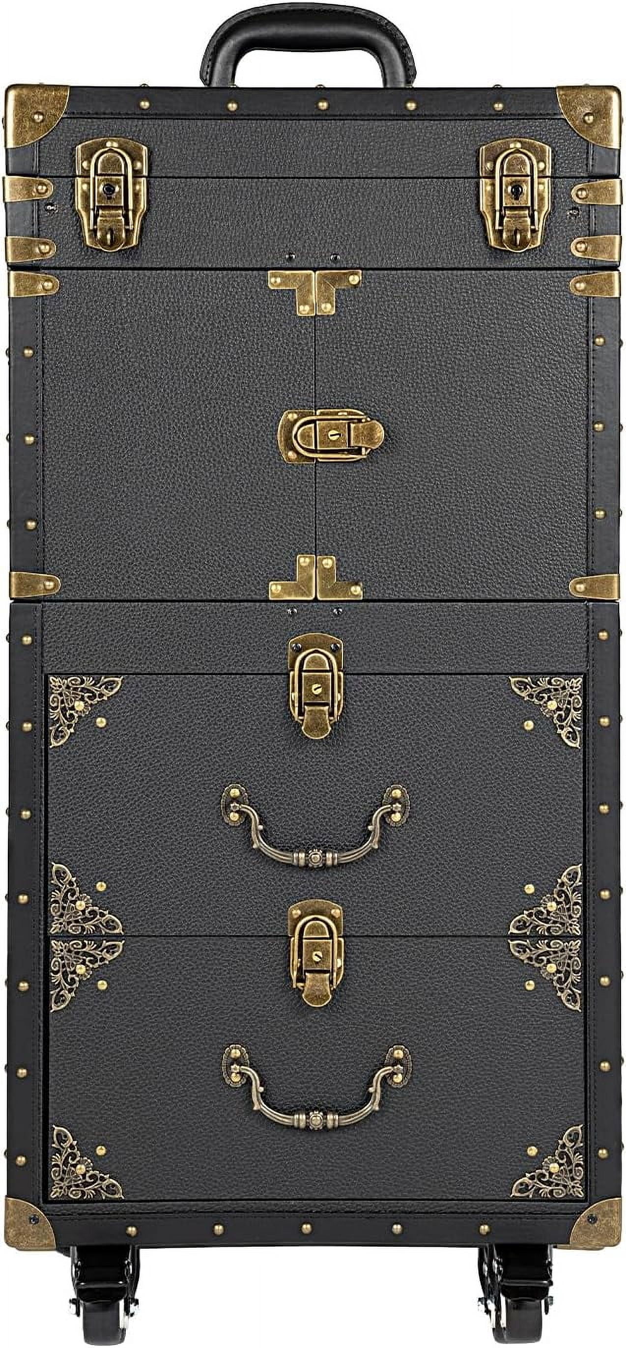 Locking Rolling Beauty Salon Toolbox Makeup Train Case Trolley Luggage ...