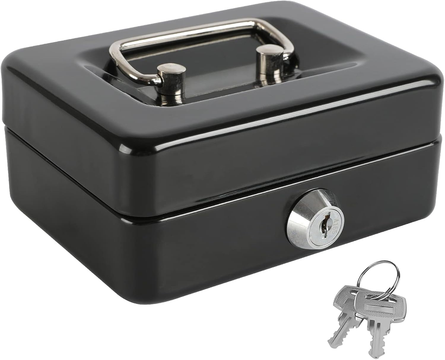 Locking Steel Medium Cash Box with Removable Coin Tray and Key Lock ...