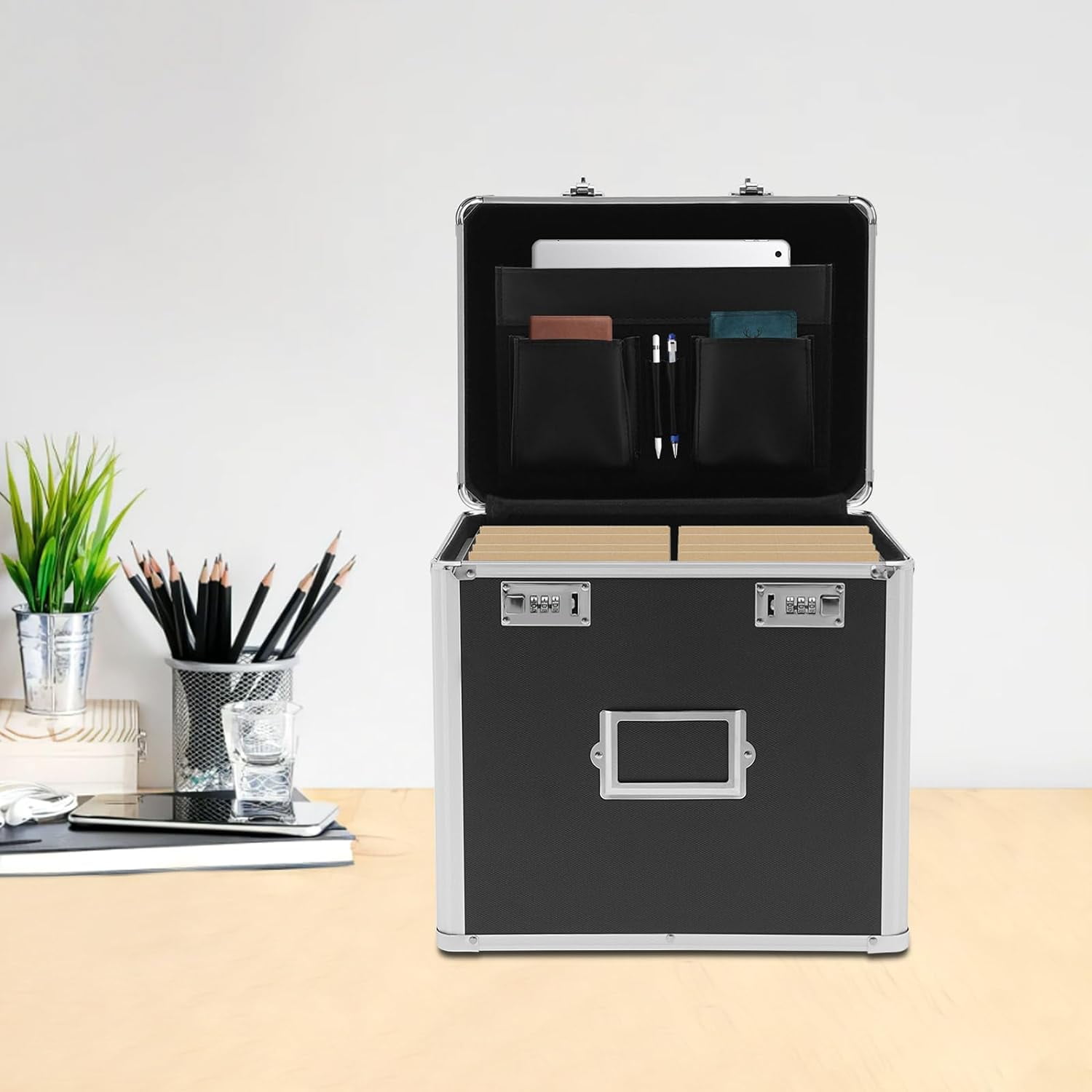 Locking Storage Box, Aluminum Storage Trunk with Combination Lock Large ...