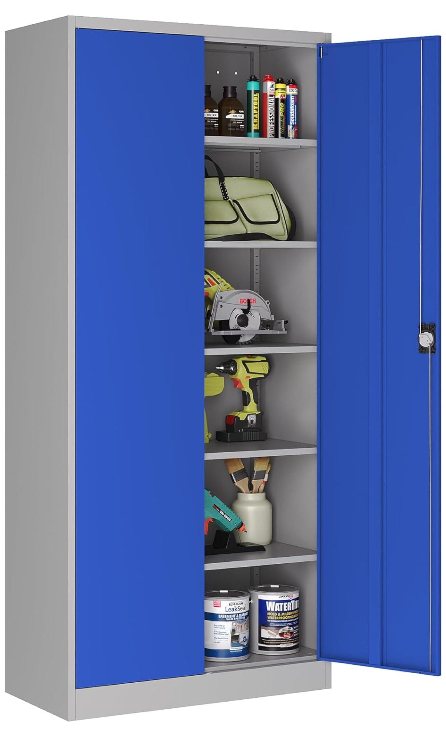 Locking Storage Cabinet,71-Inch Tall Large Steel Utility Locker with ...