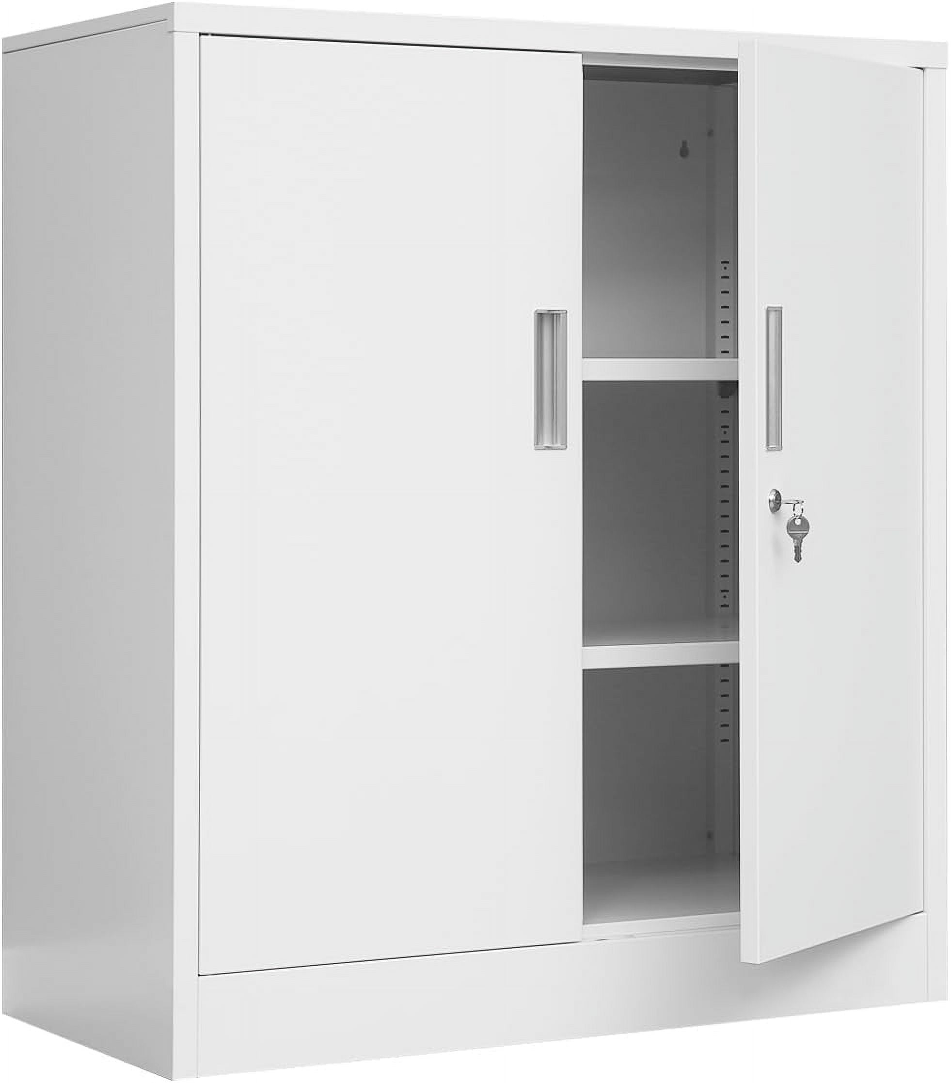 Locking Storage Cabinet with 5 Adjustable Shelves, Metal Storage ...