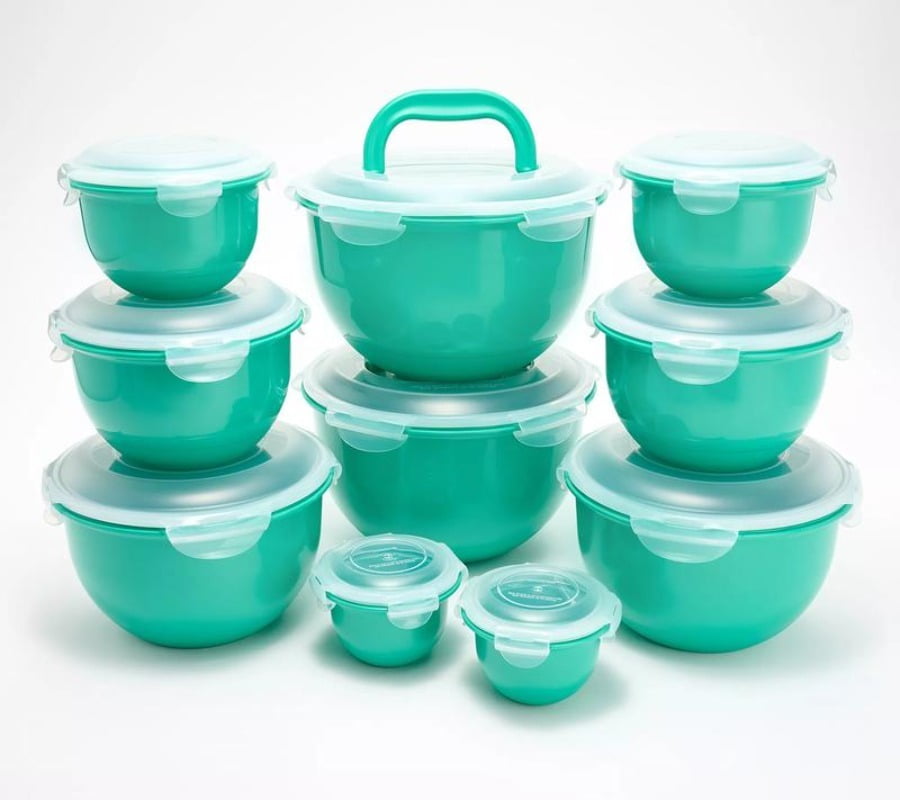 LocknLock 10-Pc Nestable Colored Body Tulip Bowls w/ (2) Handle Lids ...