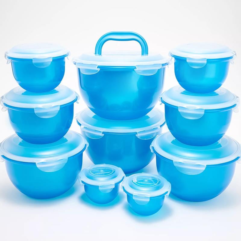LocknLock 10-Pc Nestable Colored Body Tulip Bowls w/ (2) Handle Lids ...