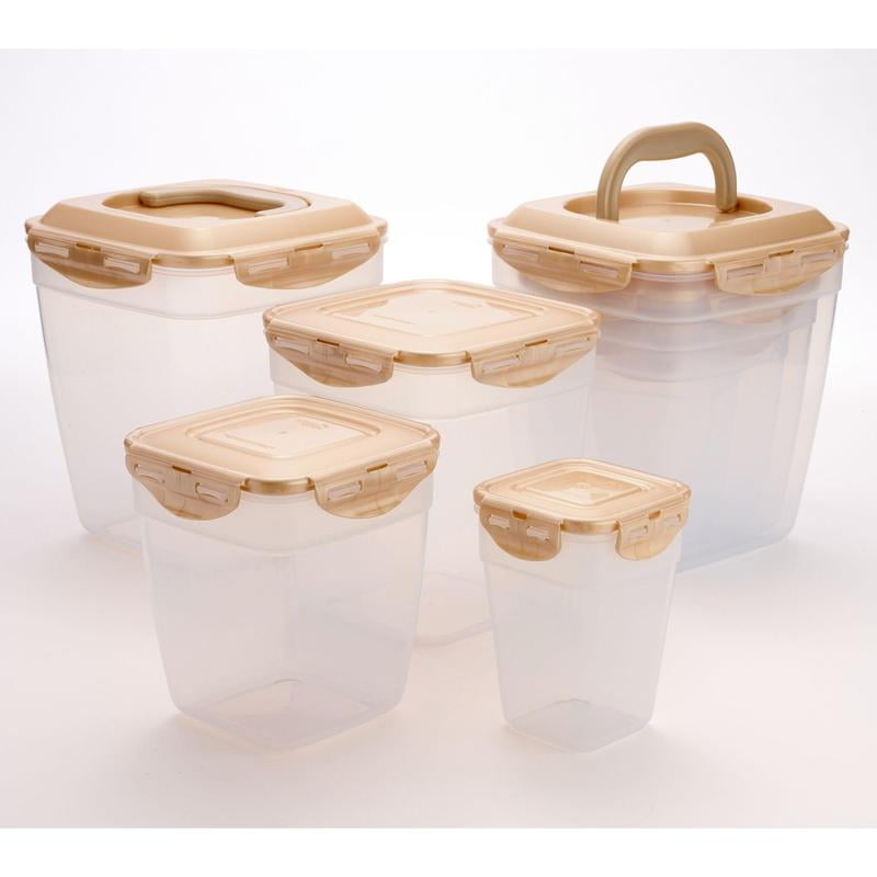 LocknLock 8-Pc Nestable Square Canister Storage Set w/ (2) Handle Lids ...