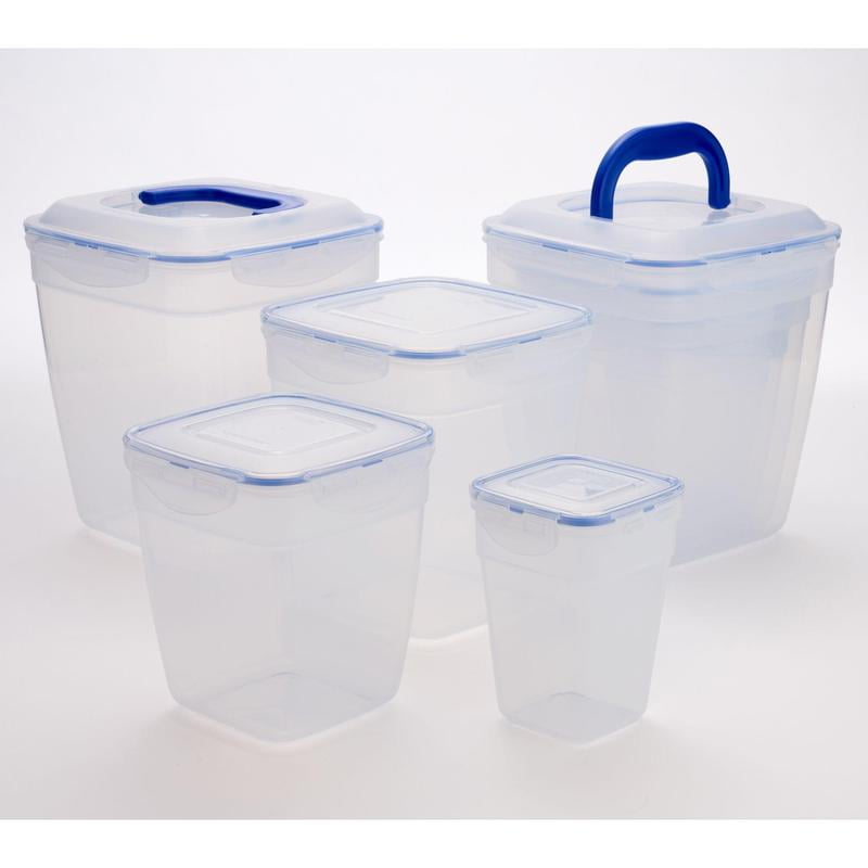 LocknLock 8-Pc Nestable Square Canister Storage Set w/ (2) Handle Lids ...