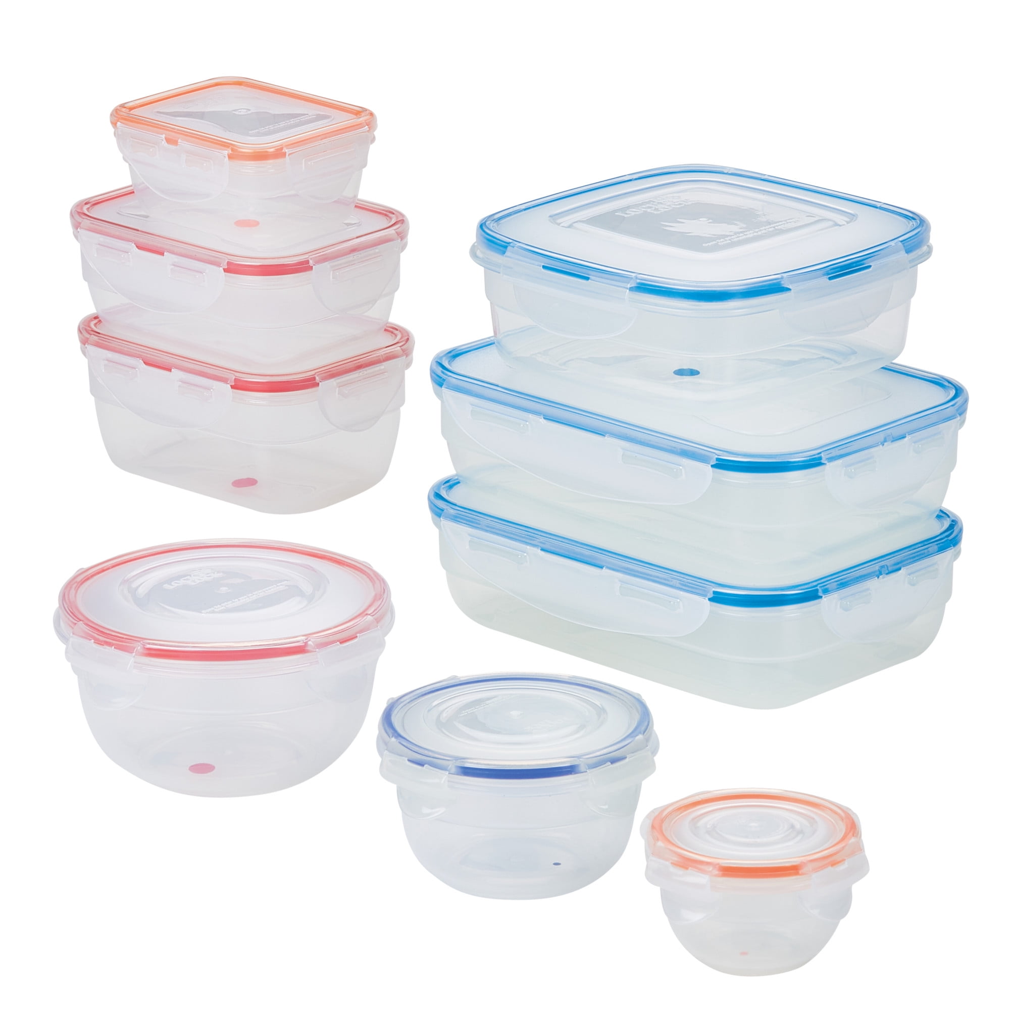 LocknLock Color Mates Assorted Food Storage Container Set, 18-Piece ...
