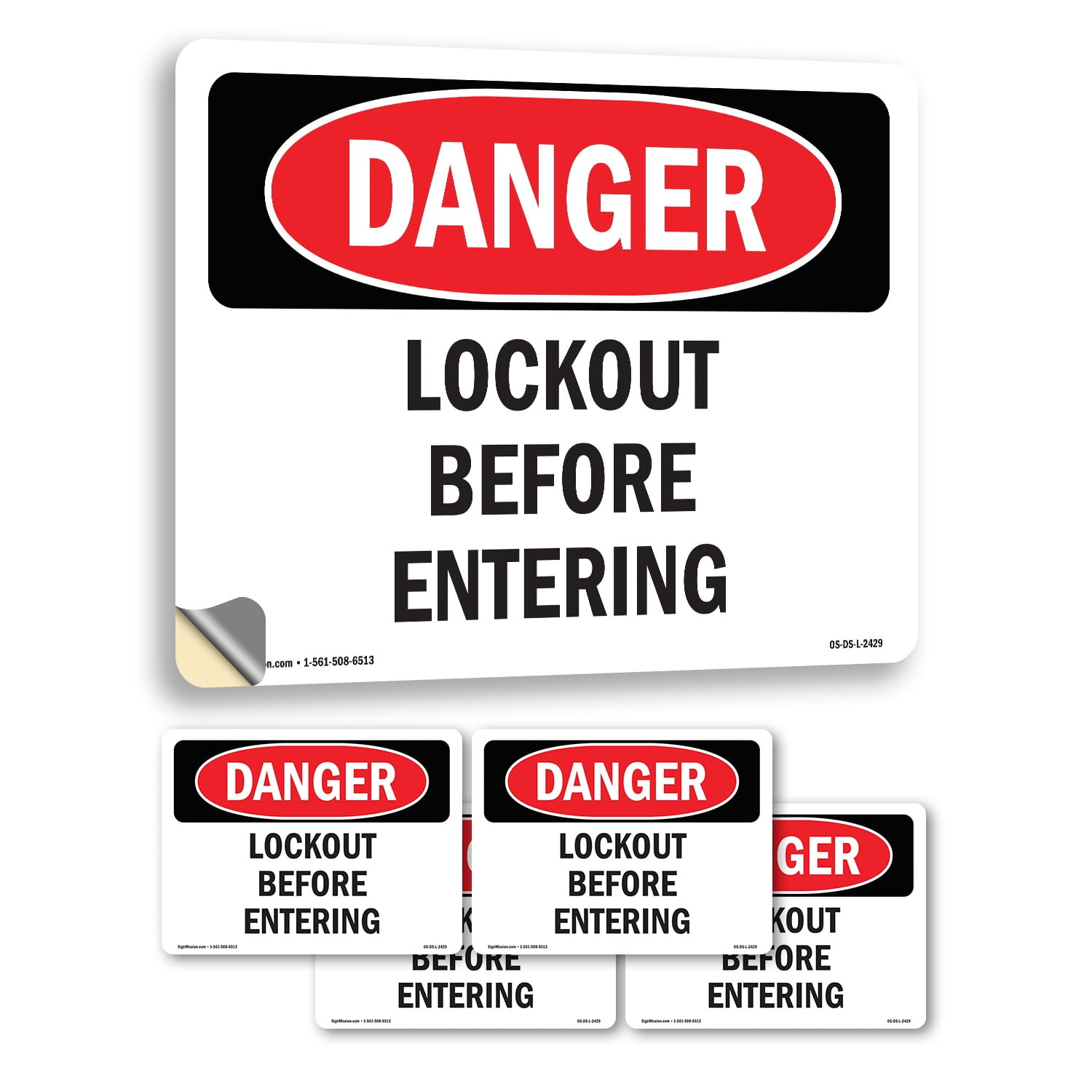 Lockout Before Entering OSHA Danger Vinyl Decal Label 24 Inch x 18 Inch ...