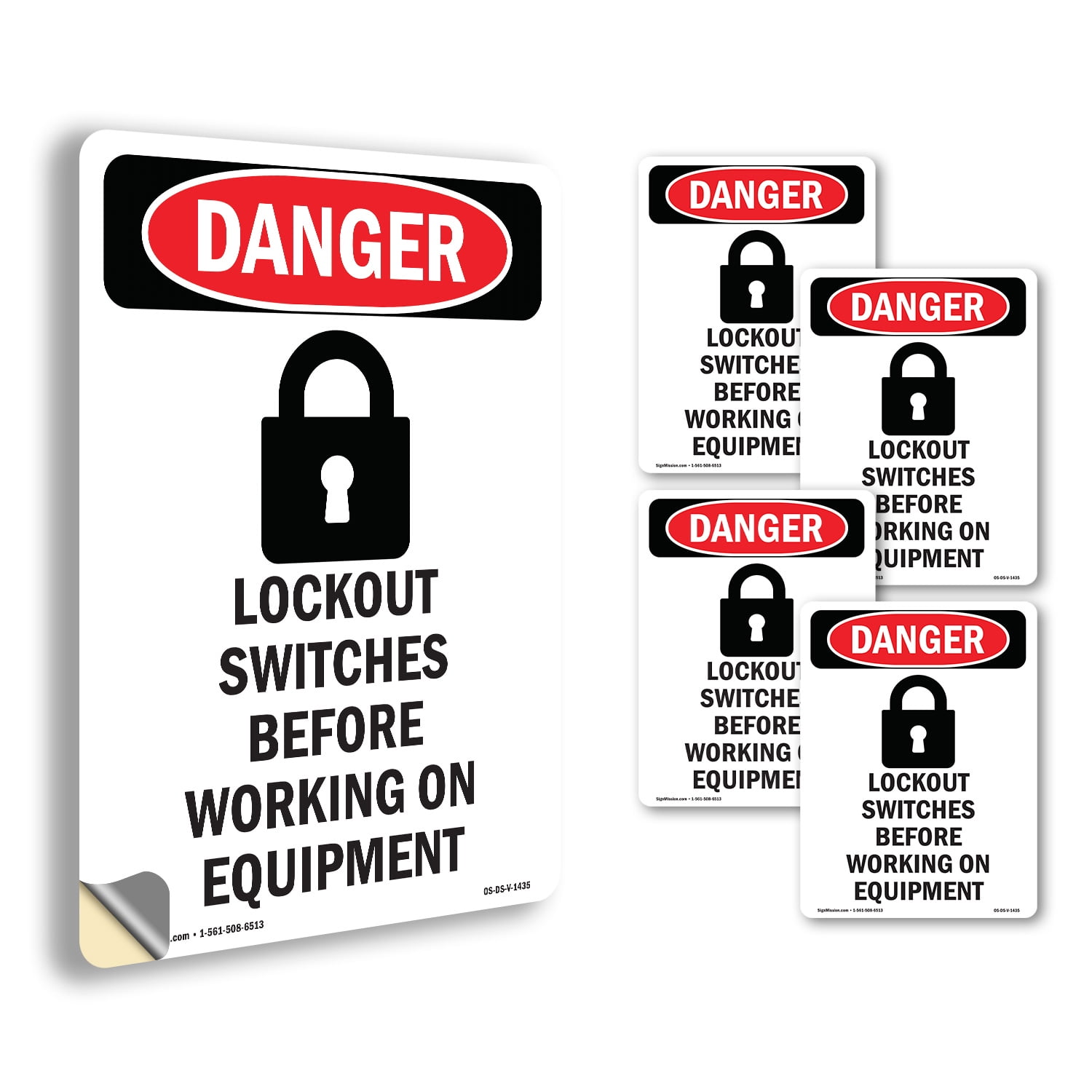 Lockout Switches Before OSHA Danger Vinyl Decal Label 18 Inch x 12 Inch ...