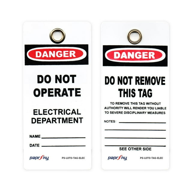 Lockout Tag Danger Do Not Operate Electrical Department PS-LOTO-TAG ...