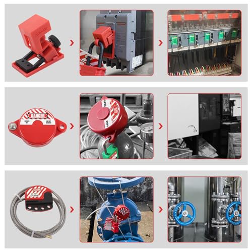 Lockout Tagout Kit, 47Pcs Electrical Lock Out Tag Out Hasp Kit Safety ...