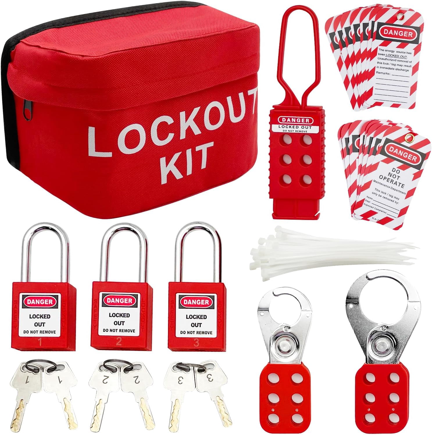Lockout Tagout Kit for Electrical Loto - Includes Group Lockout Hasps ...