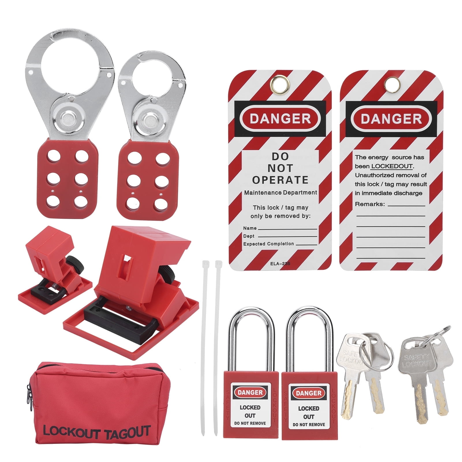 Lockout Tagout Kit ,Multifunctional with Hasp Warning Tag Safety Red ...