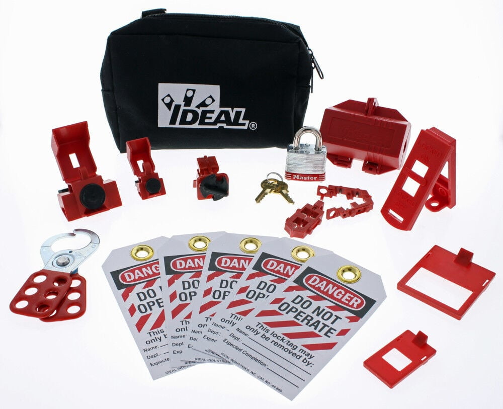 Ideal 44-970 15-Pieces Basic Lockout/Tagout Kit with Small Zippered ...