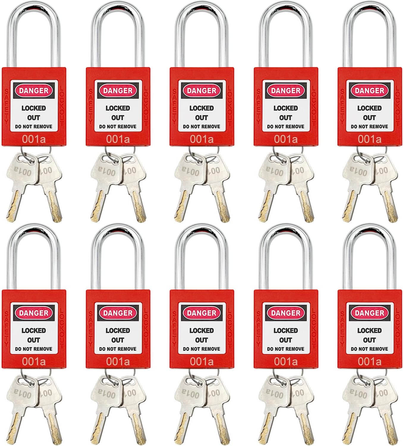 Lockout Tagout Lock 10pcs Key Alike OSHA Loto Safety Same Padlocks for ...