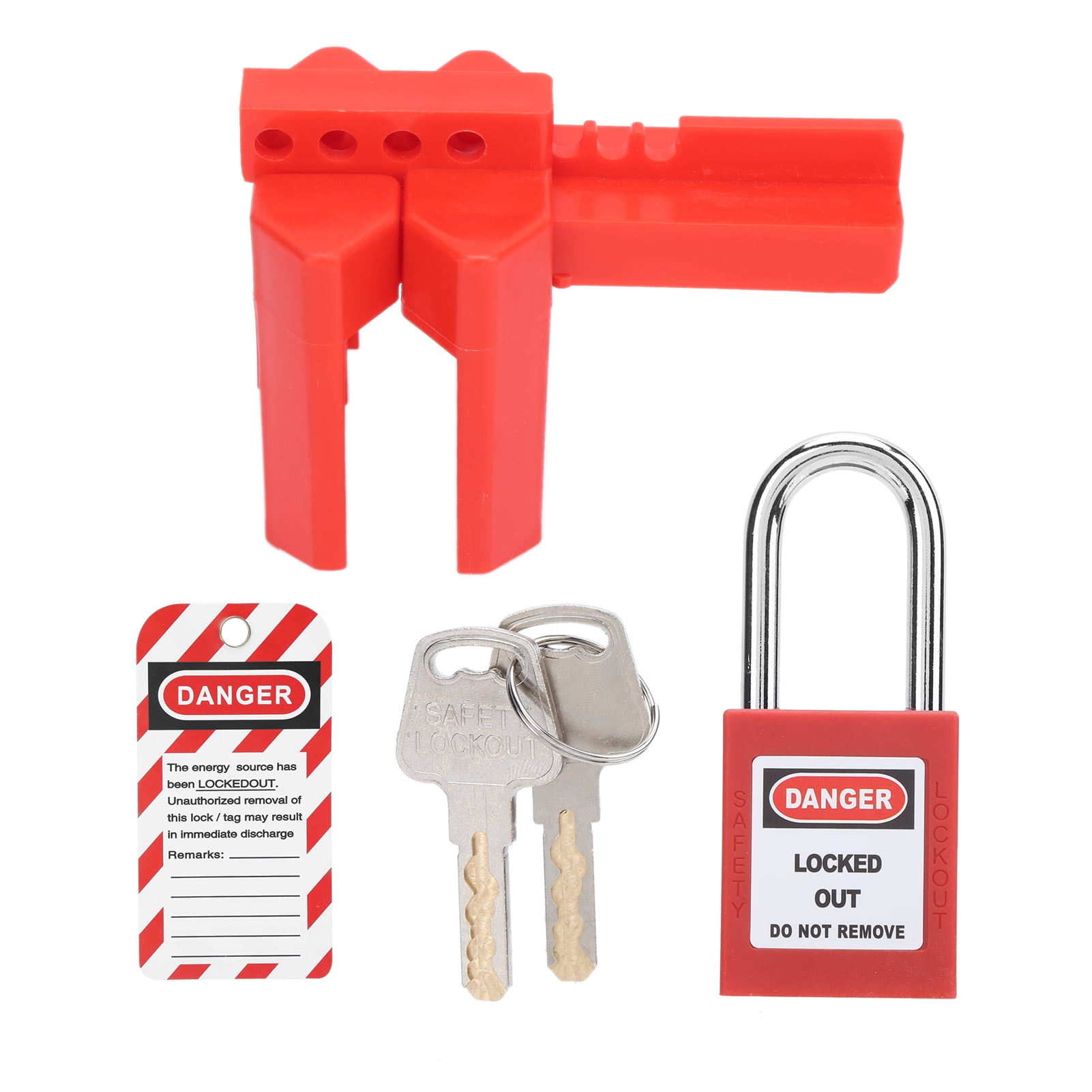 Lockout Tagout Lock Kit Adjustable Durable with Padlock Warning Label ...