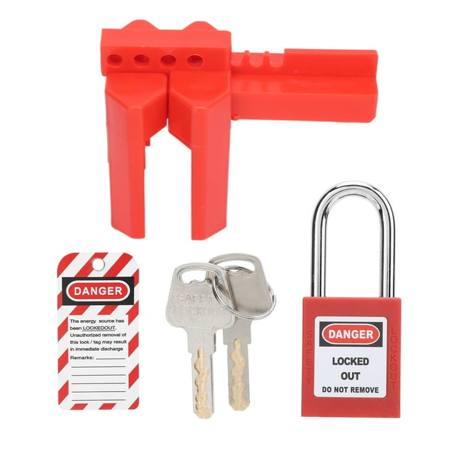 Lockout Tagout Lock Kit Adjustable Durable with Padlock Warning Label ...