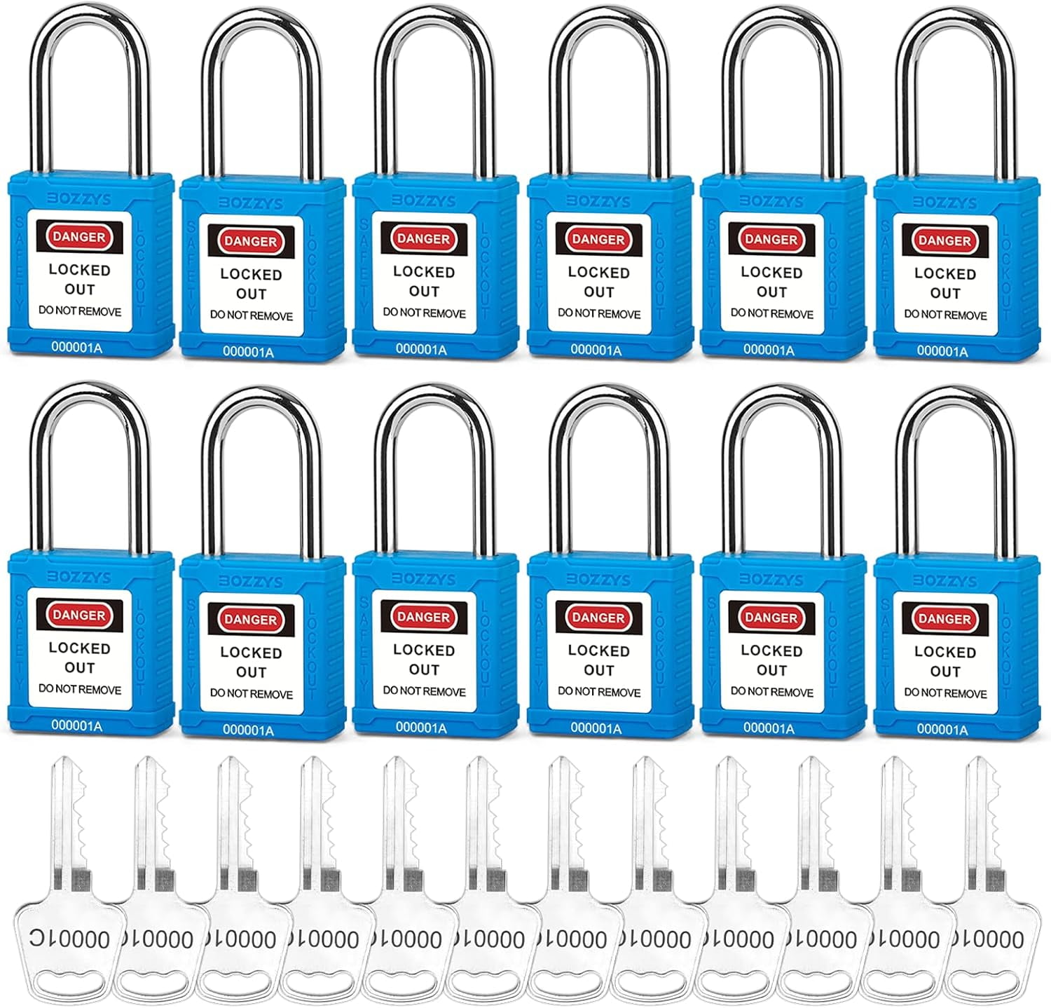 Lockout Tagout Locks, Blue Loto Locks, Lock Out Locks Keyed Alike, 12 ...
