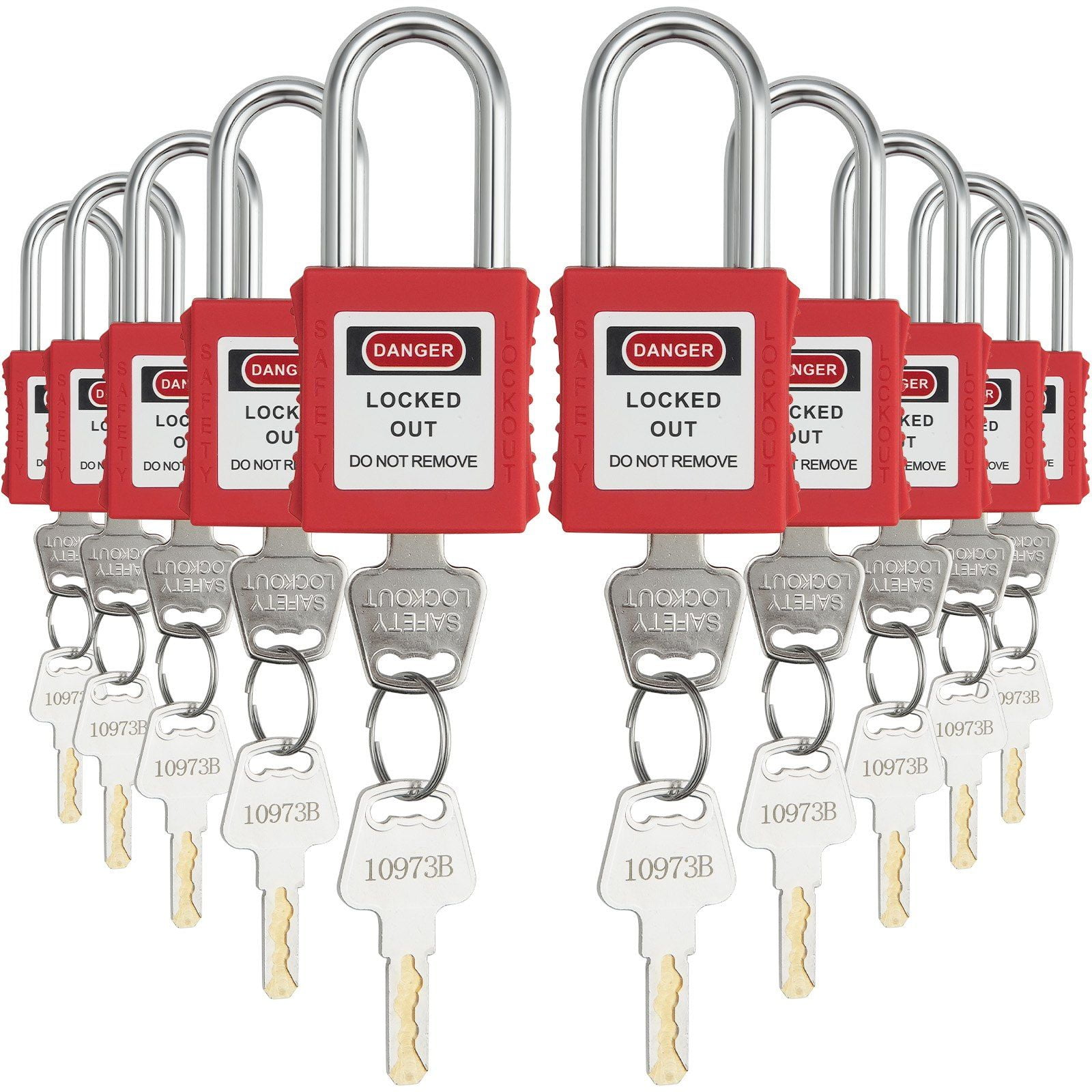 Lockout Tagout Locks Set, 10 PCS Red Safety Lockout Padlocks, with 2 ...