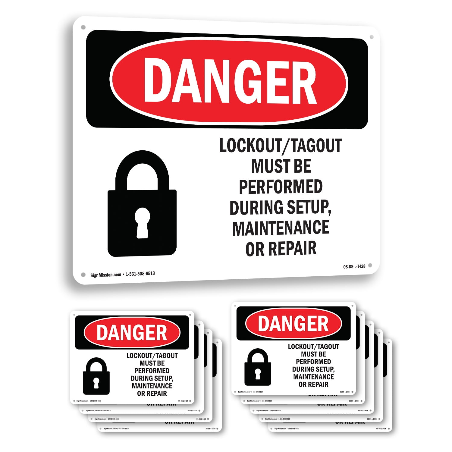 Lockout Tagout Setup Maintenance Repair OSHA Danger Aluminum Sign 14 ...