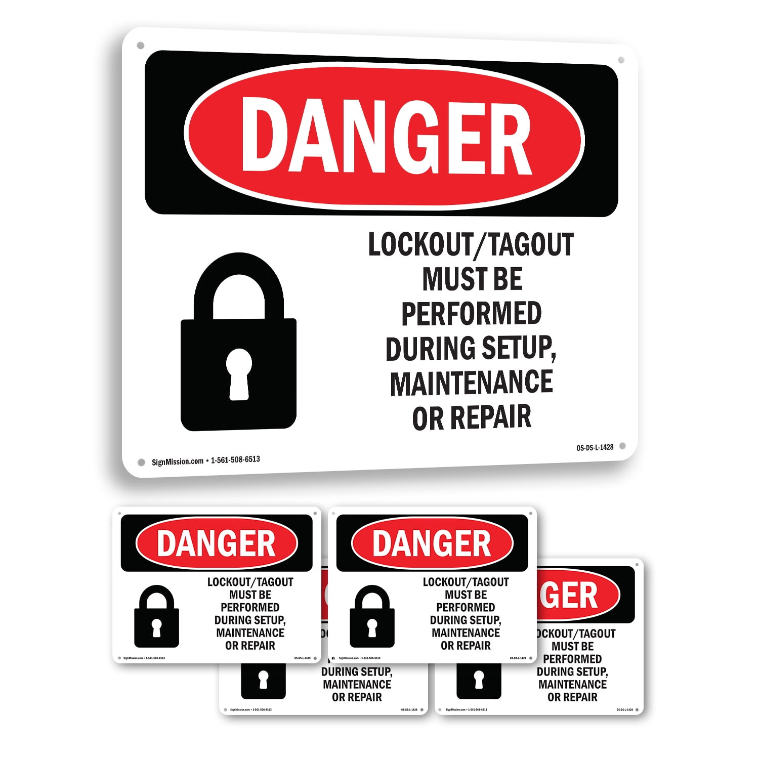 Lockout Tagout Setup Maintenance Repair OSHA Danger Rigid Plastic Sign ...