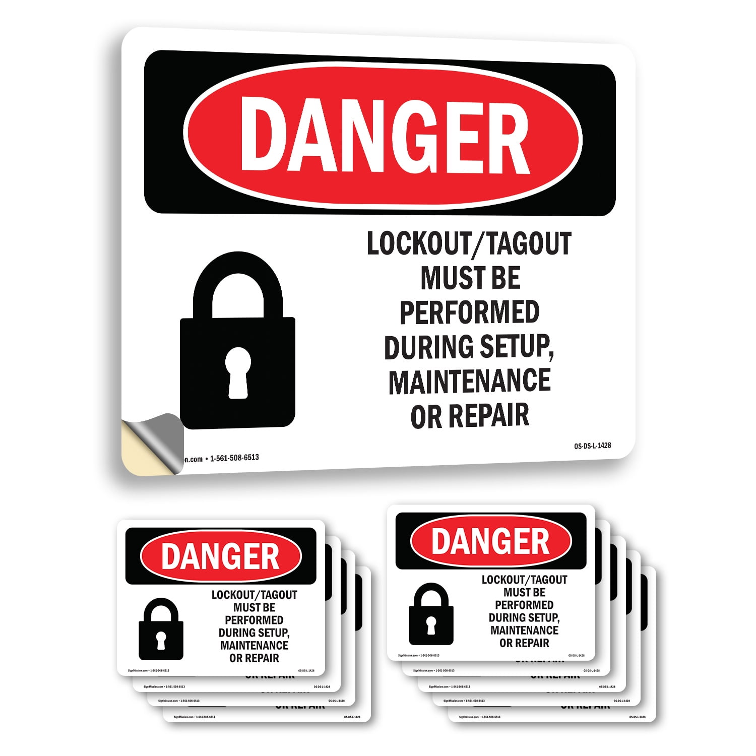 Lockout Tagout Setup Maintenance Repair OSHA Danger Vinyl Decal Label ...